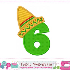 CINCO DE MAYO Numbers Applique Design Birthday Numbers Embroidery ...