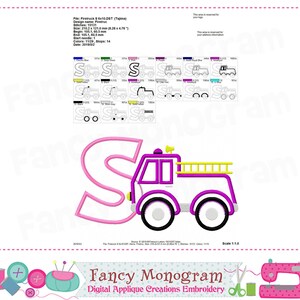 Firetruck Applique Alphabet Font - Monogram Letters Machine Embroidery ...