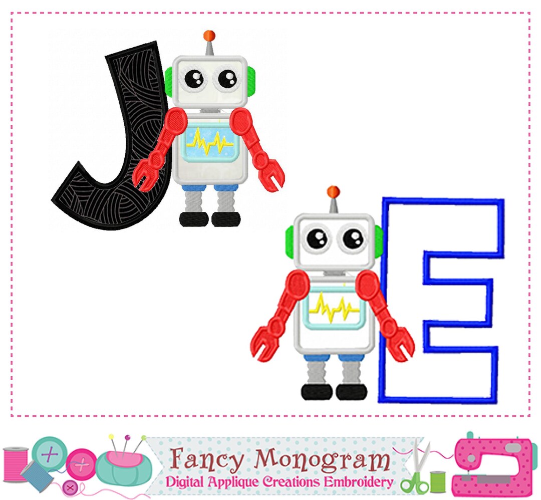 Robot Applique Alphabet Font - Embroidery Monogram Letter Design -2274 ...