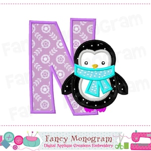 Penguin Alphabet Design Christmas Monograms Design Winter Letters ...