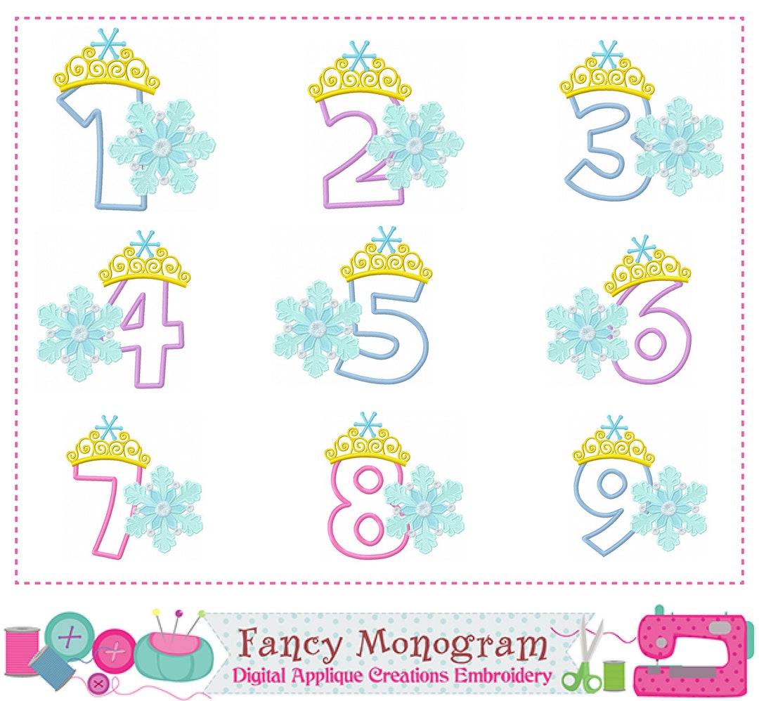 Machine Embroidery Frozen Numbers Applique Embroidery Design Winter ...