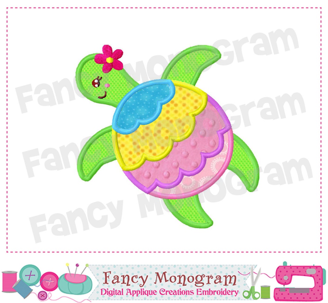 Machine Embroidery Turtle Applique Embroidery Design, Beach Design ...