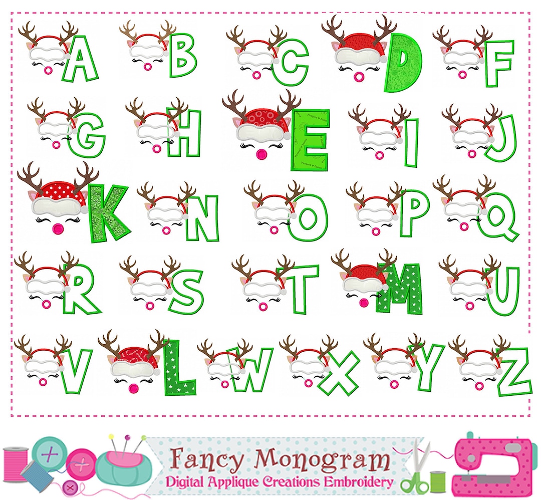 Christmas Reindeer Alphabet Design Birthday Monogram Design Christmas ...
