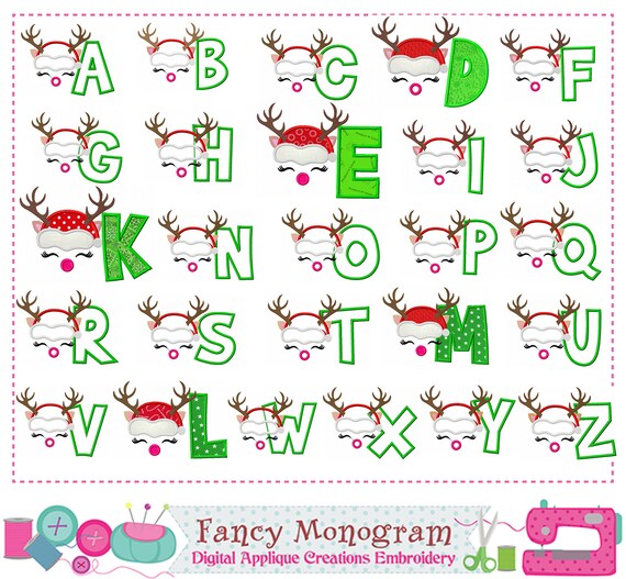 Christmas Reindeer Alphabet Design Christmas Monogram Design - Etsy
