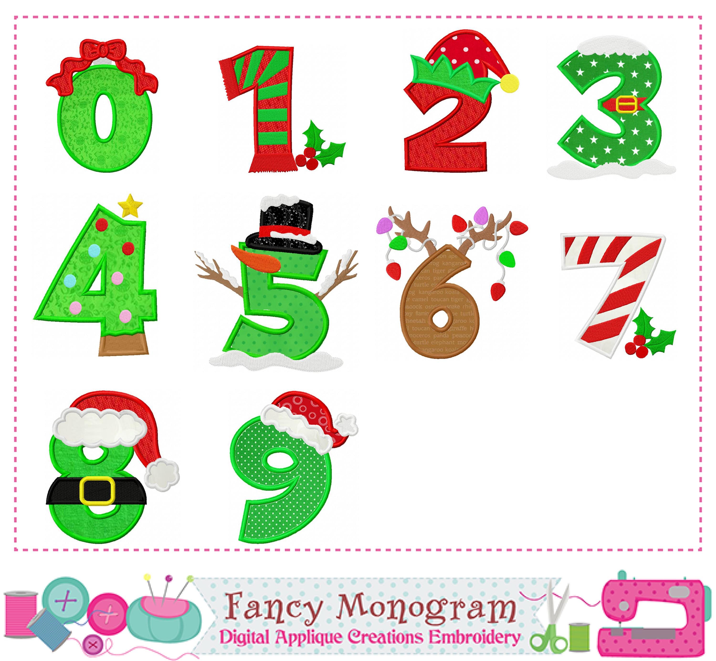 Christmas Applique Embroidery Numbers: Holiday Festive Design (digital ...