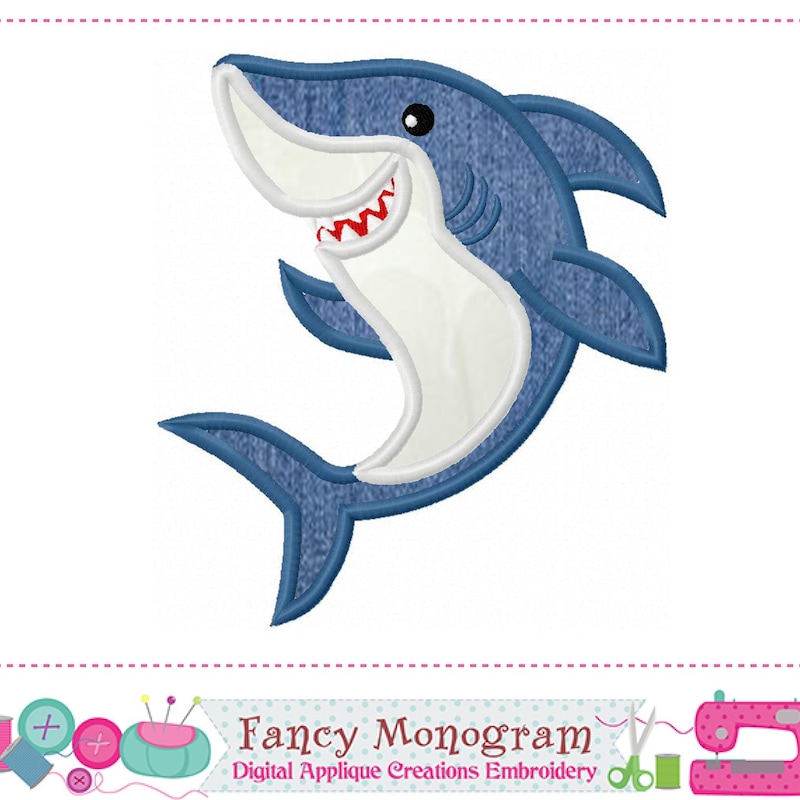 Shark Applique - Etsy