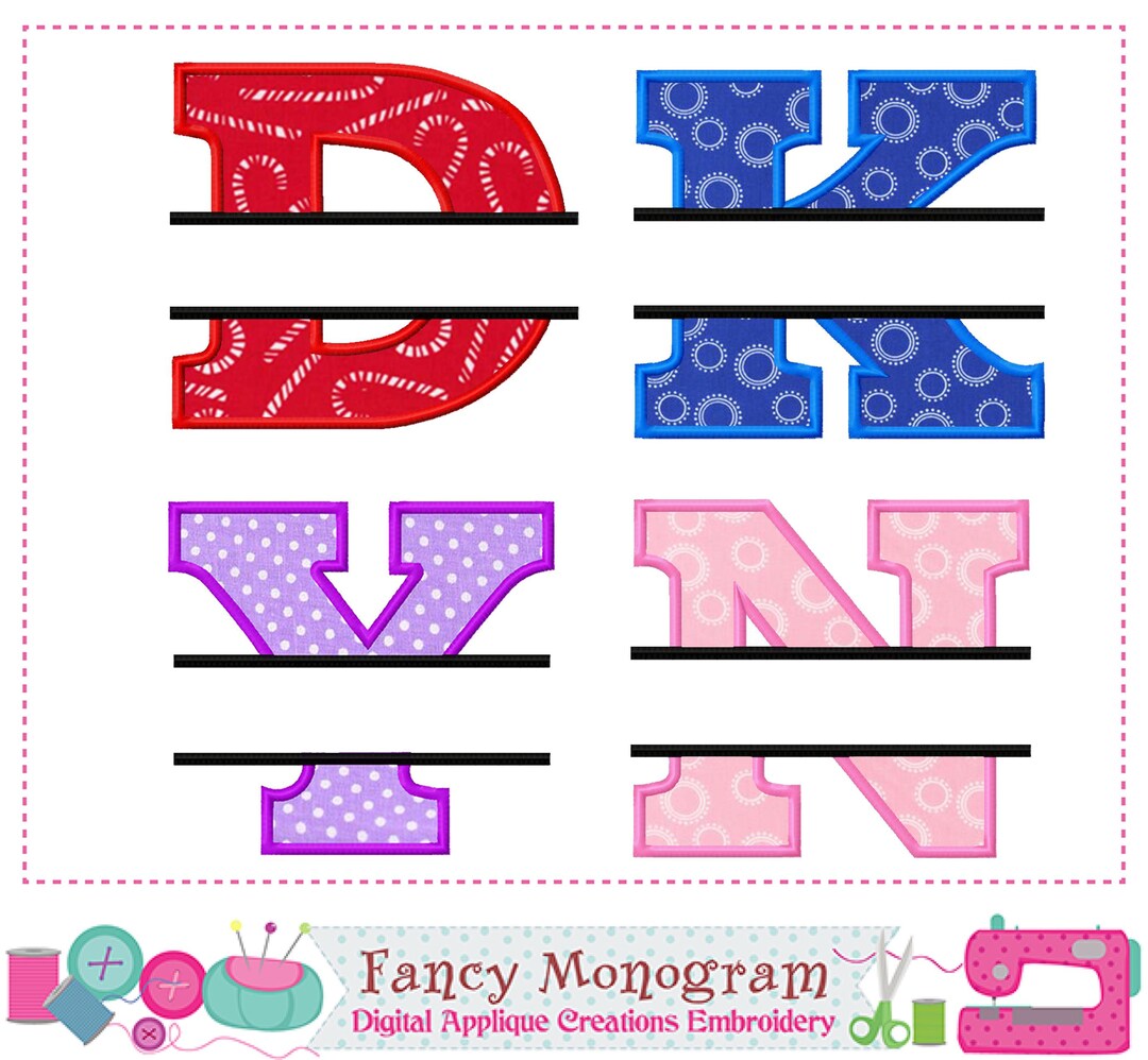 Split Fonts Design - Monogram Alphabet Applique Embroidery -2531 - Etsy