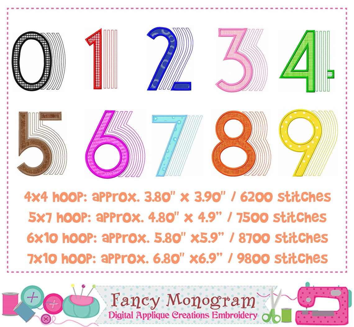 Numbers Applique Numbers Embroidery Numbers Design - Etsy