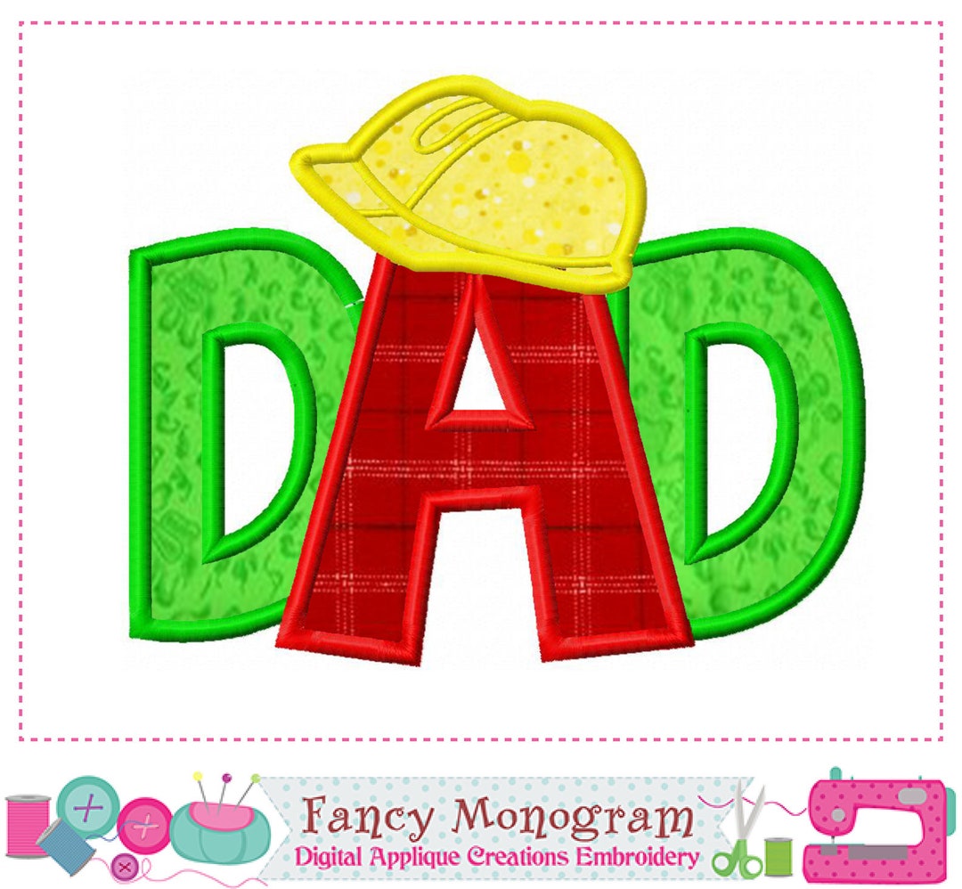 Fathers Day Construction Daddy Applique Embroidery Design Construction
