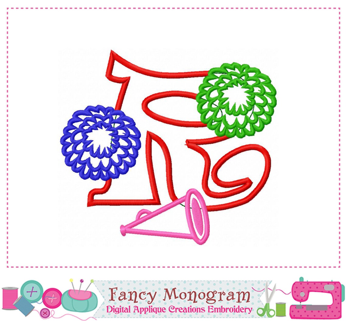 Cheerleader Monograms Applique Embroidery Design Cheer - Etsy