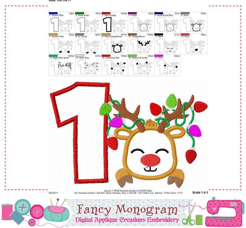 Christmas Numbers Embroidery Design Reindeer Numbers - Etsy