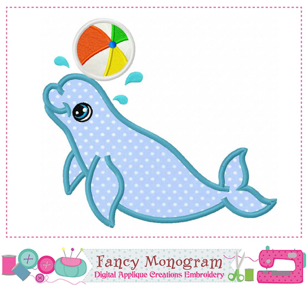 Dolphin Applique Embroidery Pattern - Beach Marine Zoo Theme -235B - Etsy