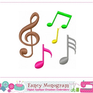 Musical Notes Machine Embroidery Design: Band Pattern (4x4, 5x7, 6x10 ...