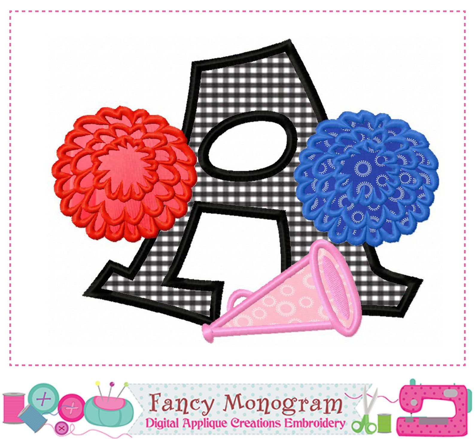 Cheerleader Monograms Applique Embroidery Design Cheer - Etsy