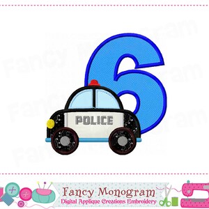 Police Car Numbers Applique Embroidery Design Birthday Party Numbers ...