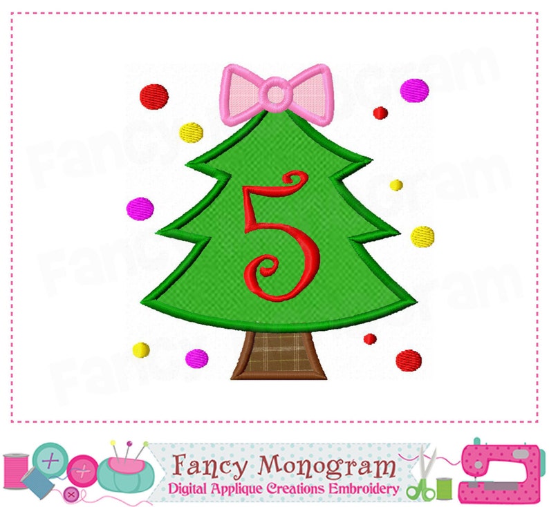 Christmas Tree Number 5 Applique My 5th Christmas My 5th | Etsy