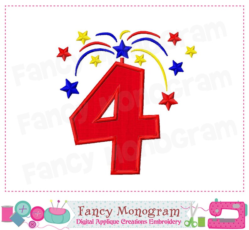 4th of July Numbers Applique Independence Day Numbers - Etsy