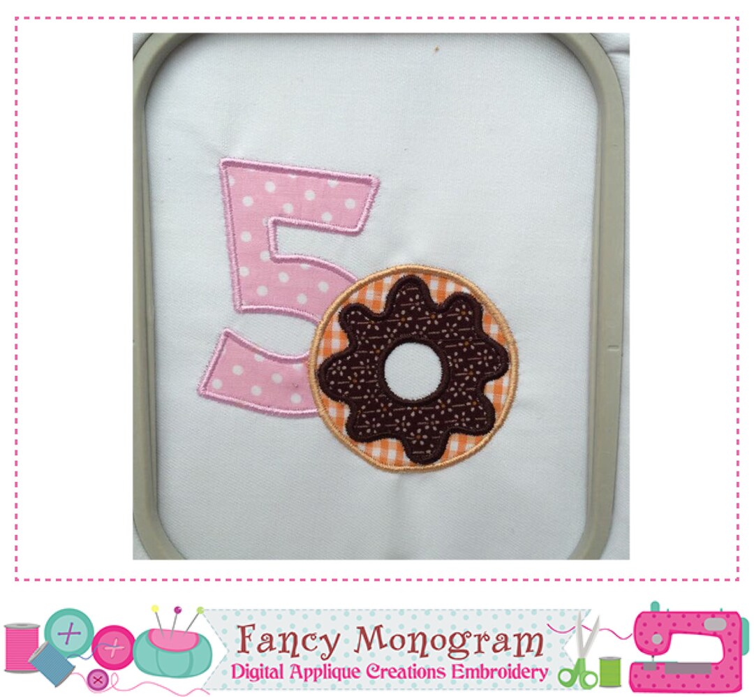 Donut Number 5 Applique My 5th Birthday Number 5 Applique Birthday ...