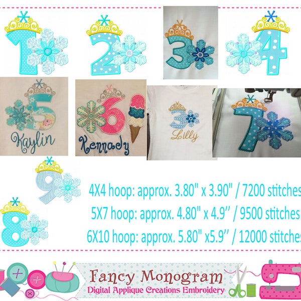 Princess Number Embroidery Design - Etsy