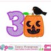 Pumkin Crow Numbers Design Halloween Numbers Applique Birthay Numbers ...