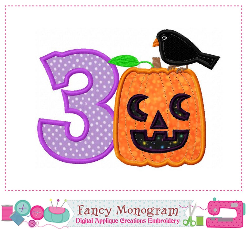 Pumkin Crow Numbers Design Halloween Numbers Applique - Etsy