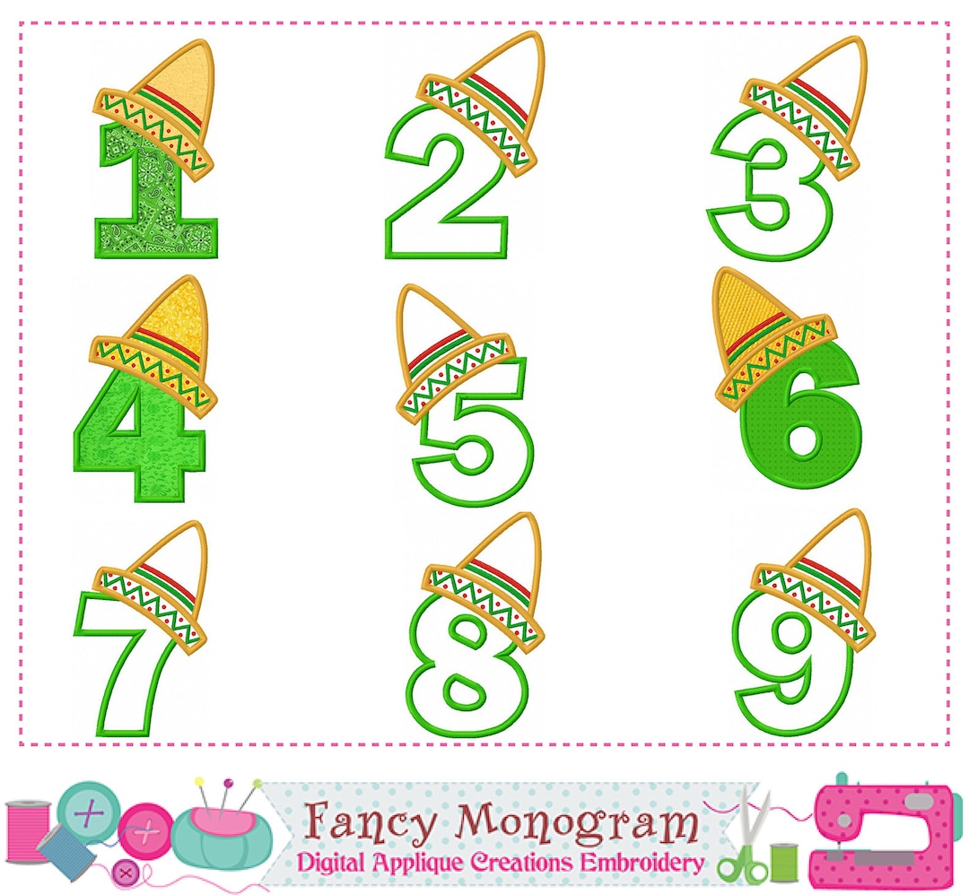 CINCO DE MAYO Numbers Applique Design Birthday Numbers Embroidery ...