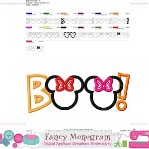 BOO Applique BOO Design BOO Embroidery Minnie Applique Minnie Design ...