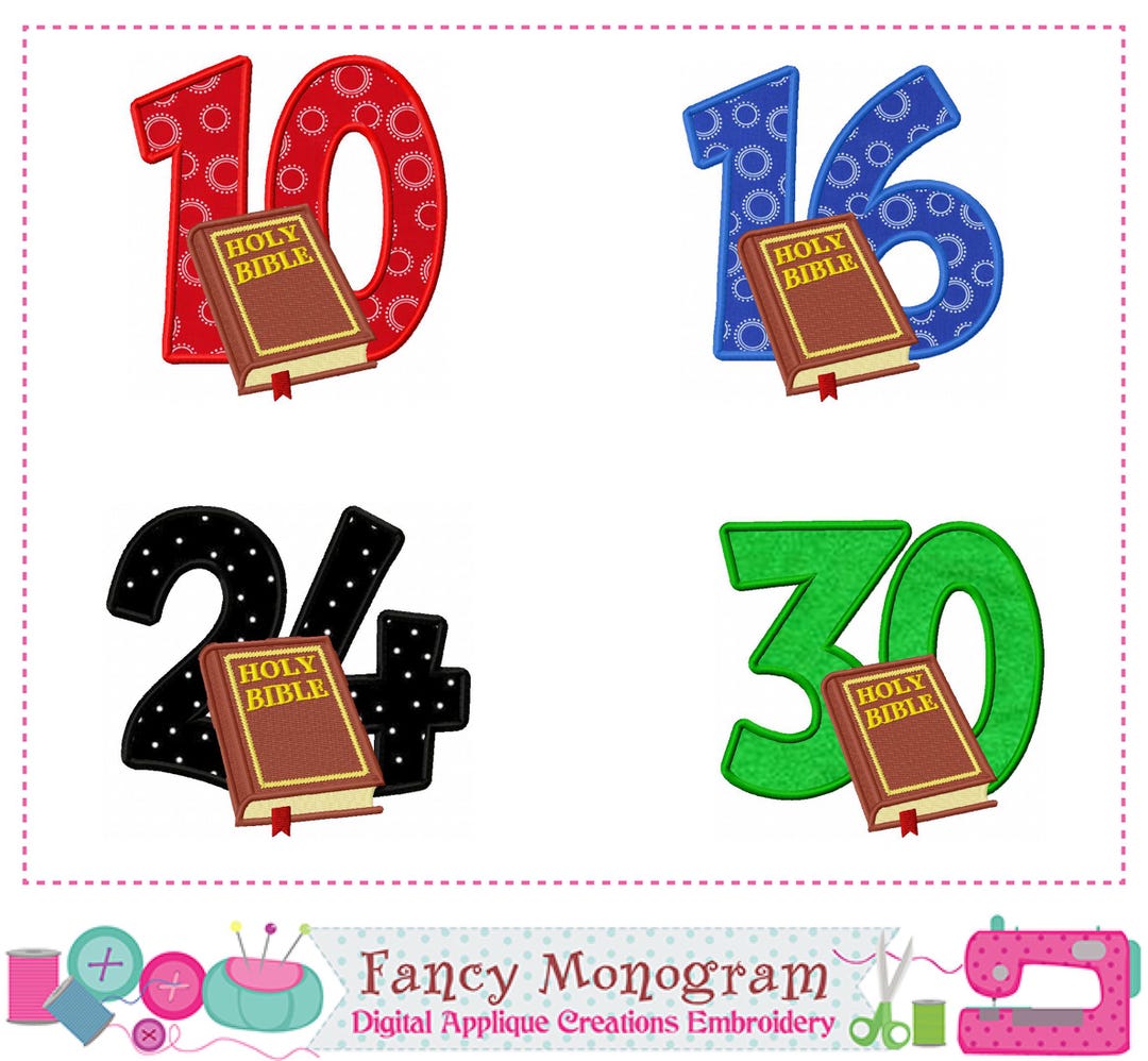 Numbers Applique Bible Embroidery - Faith-inspired Design -2312G - Etsy