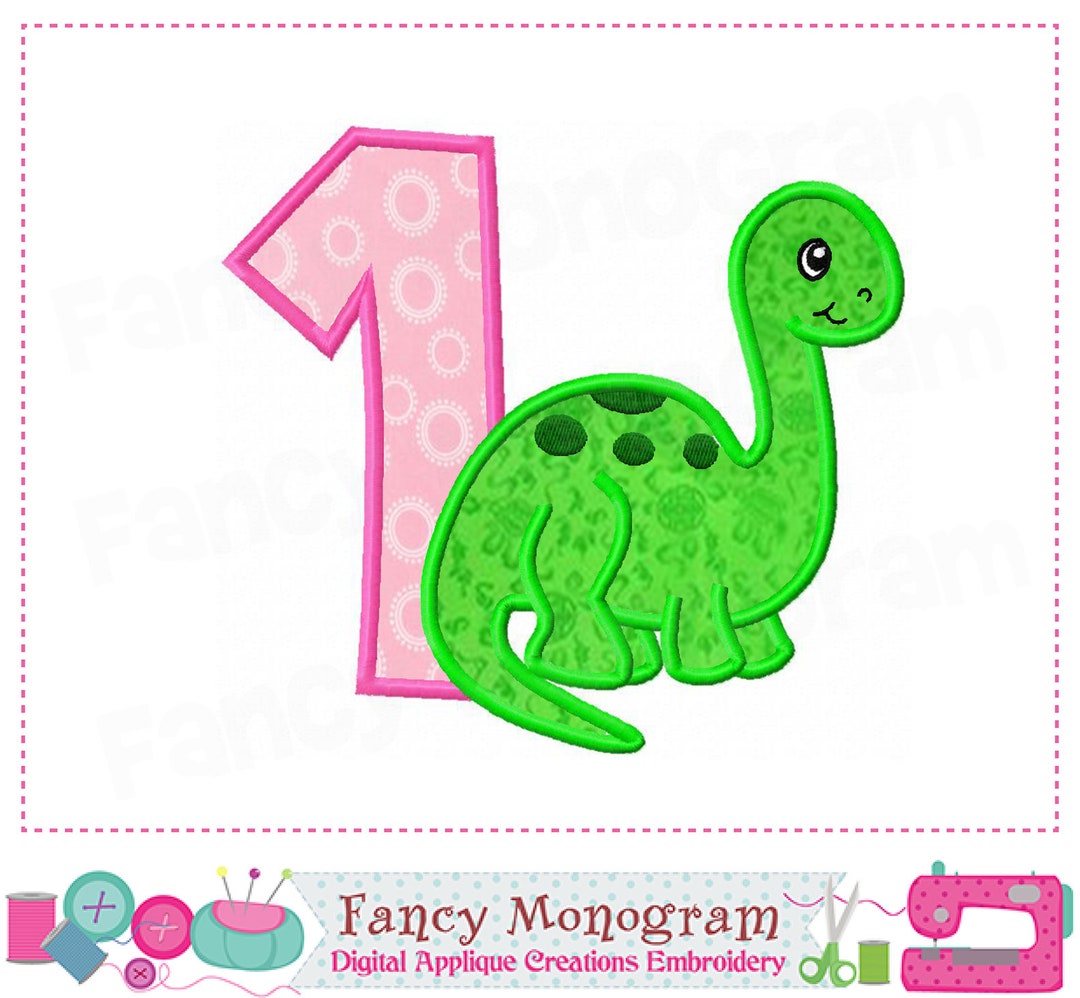 Dinosaur Number 1 Applique My 1st Birthday Dinosaur - Etsy