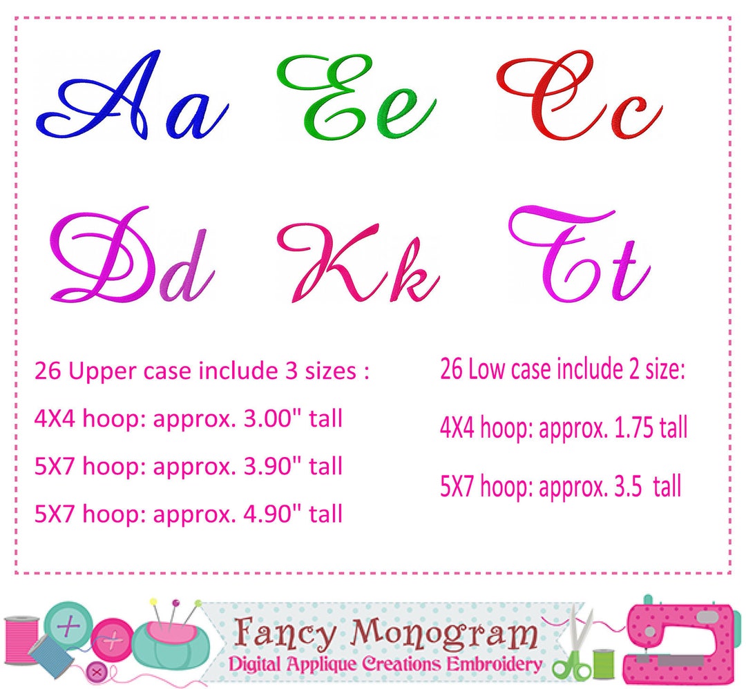Stylish Upper & Lower Alphabet Embroidery Fonts - Instant Download ...