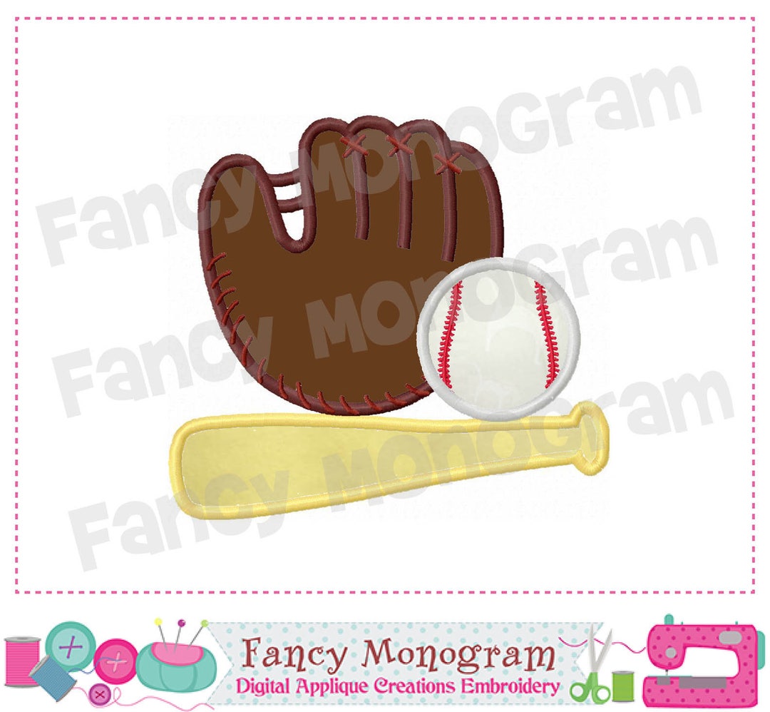 Baseball Applique Machine Embroidery Design - Digital Download - Shirt ...