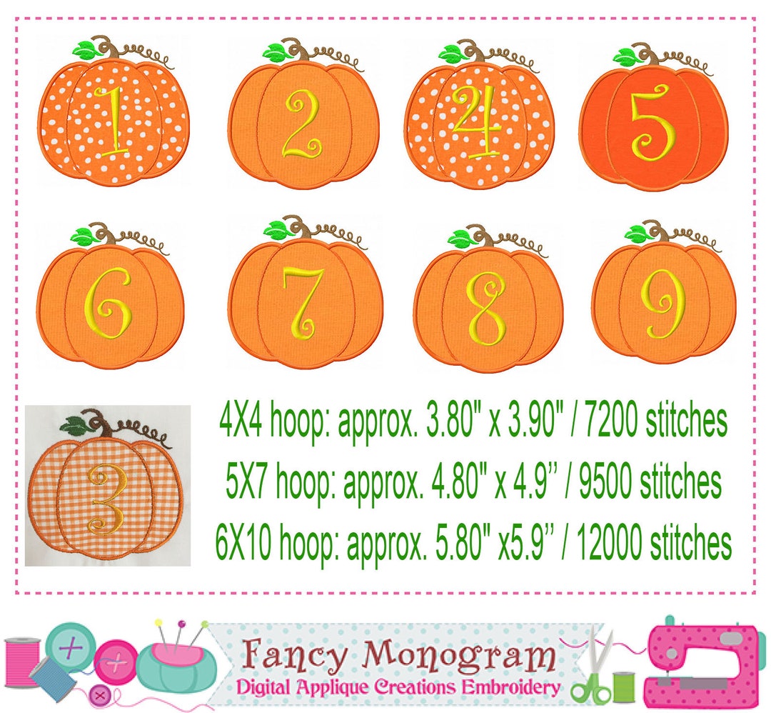 Machine Embroidery Numbers Pumpkin Design, Thanksgiving Applique ...