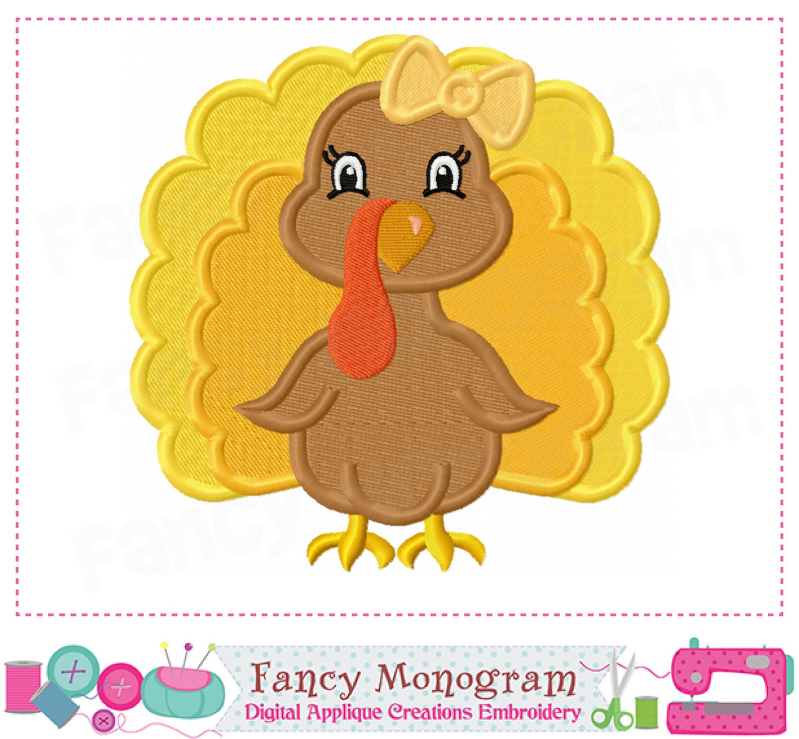 Turkey Embroidery Design Thanksgiving Embroidery Design - Etsy