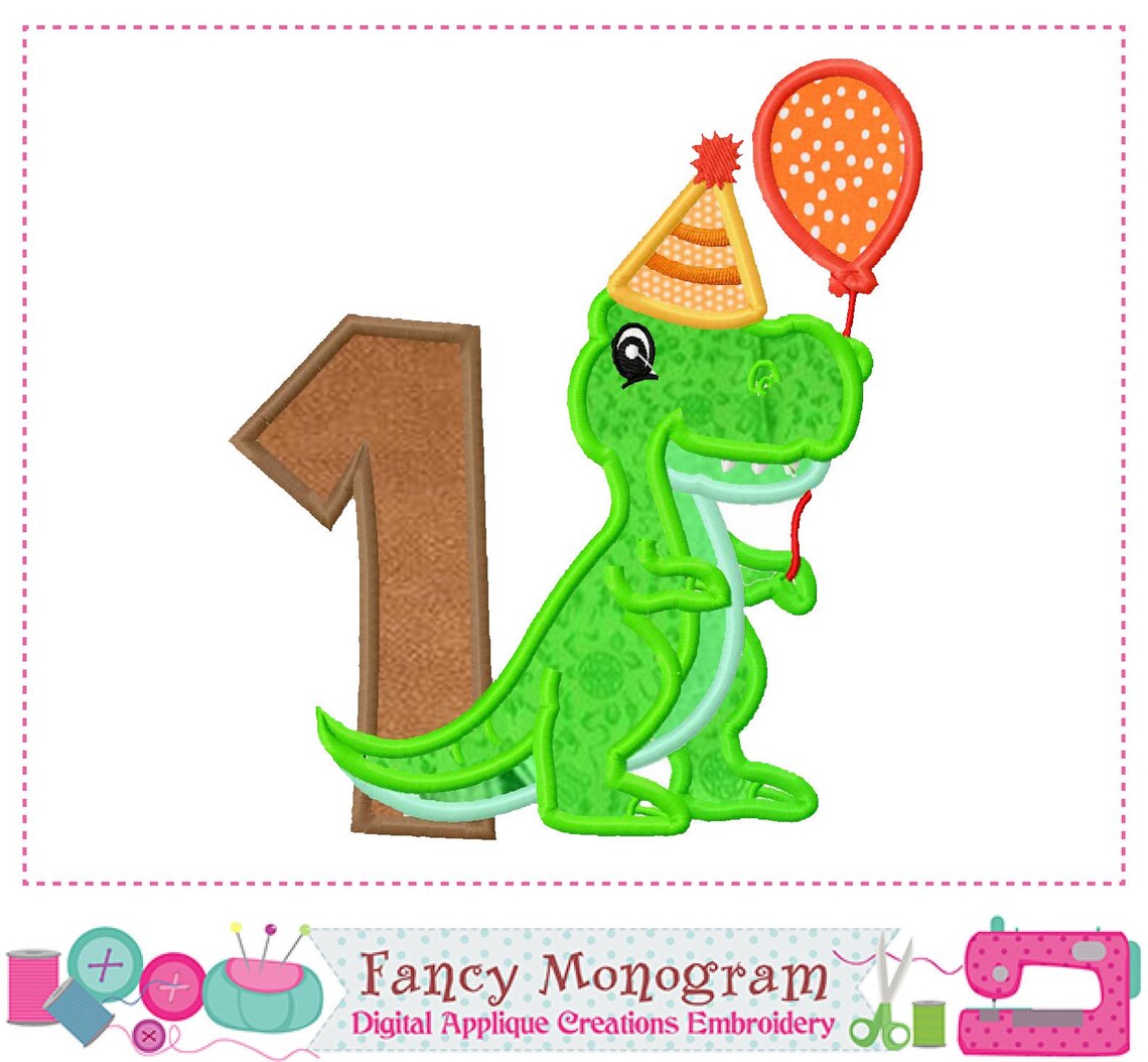 Dinosaur T-rex Numbers Machine Embroidery Applique Design (digital ...