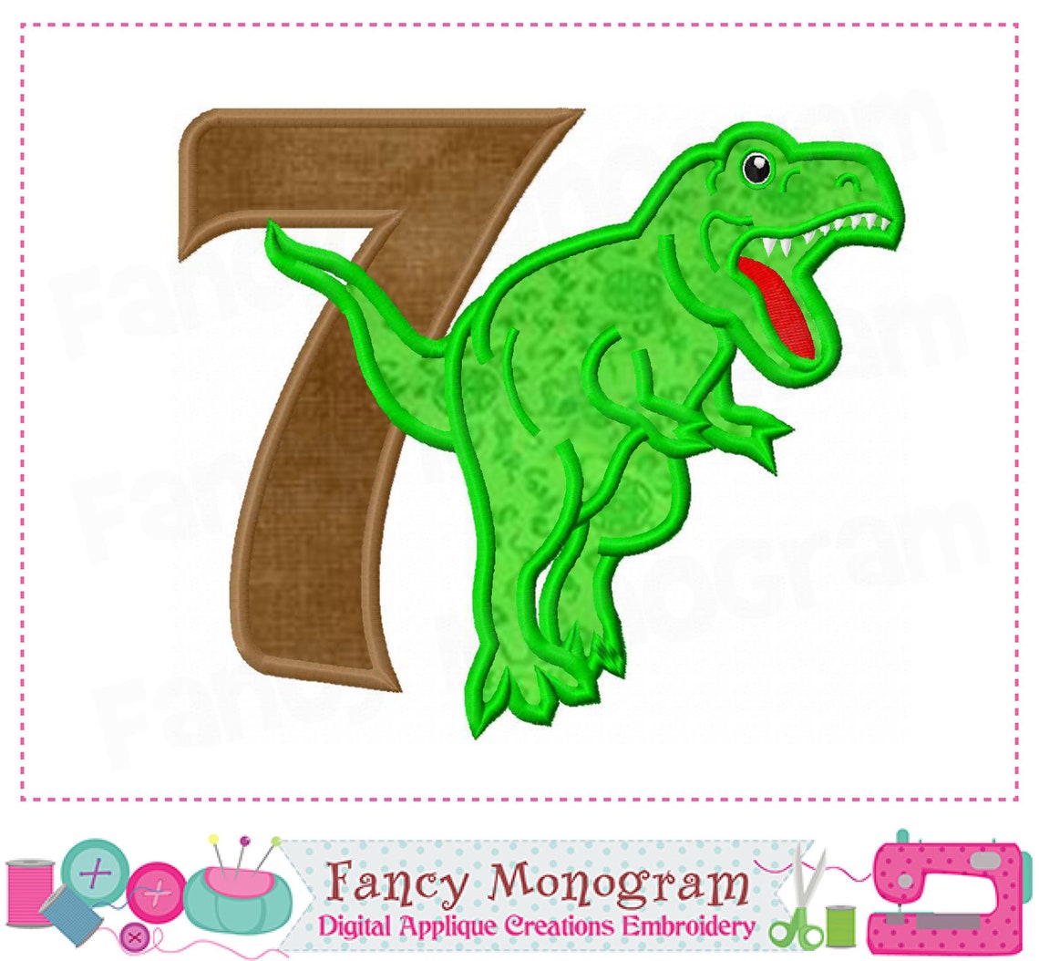 T-Rex Numbers embroidery T-Rex Numbers applique Dinosaur | Etsy