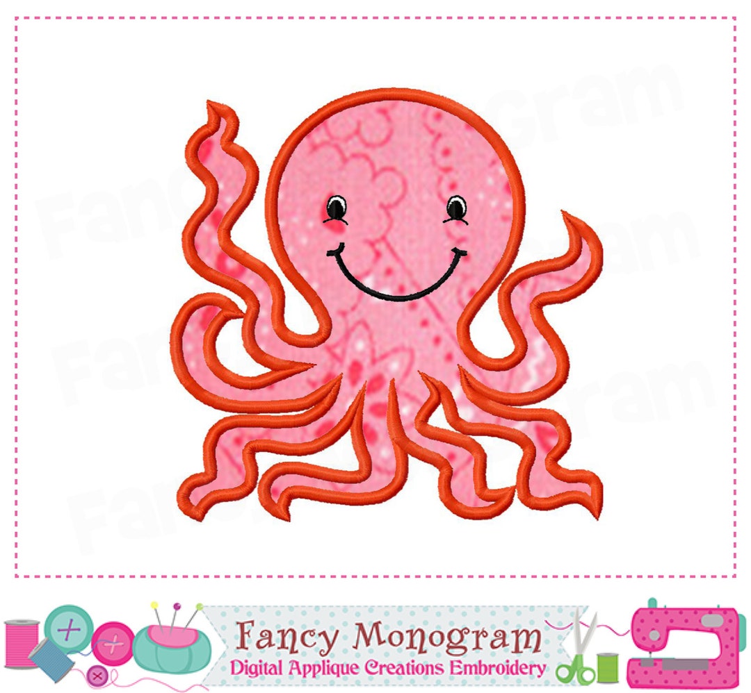 Octopus Applique Embroidery Design: Sea Creature Summer Sewing Pattern ...