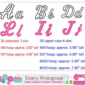 Alphabet Applique 26 Letters Upper and Lower 6 Sizes Monogram Design ...