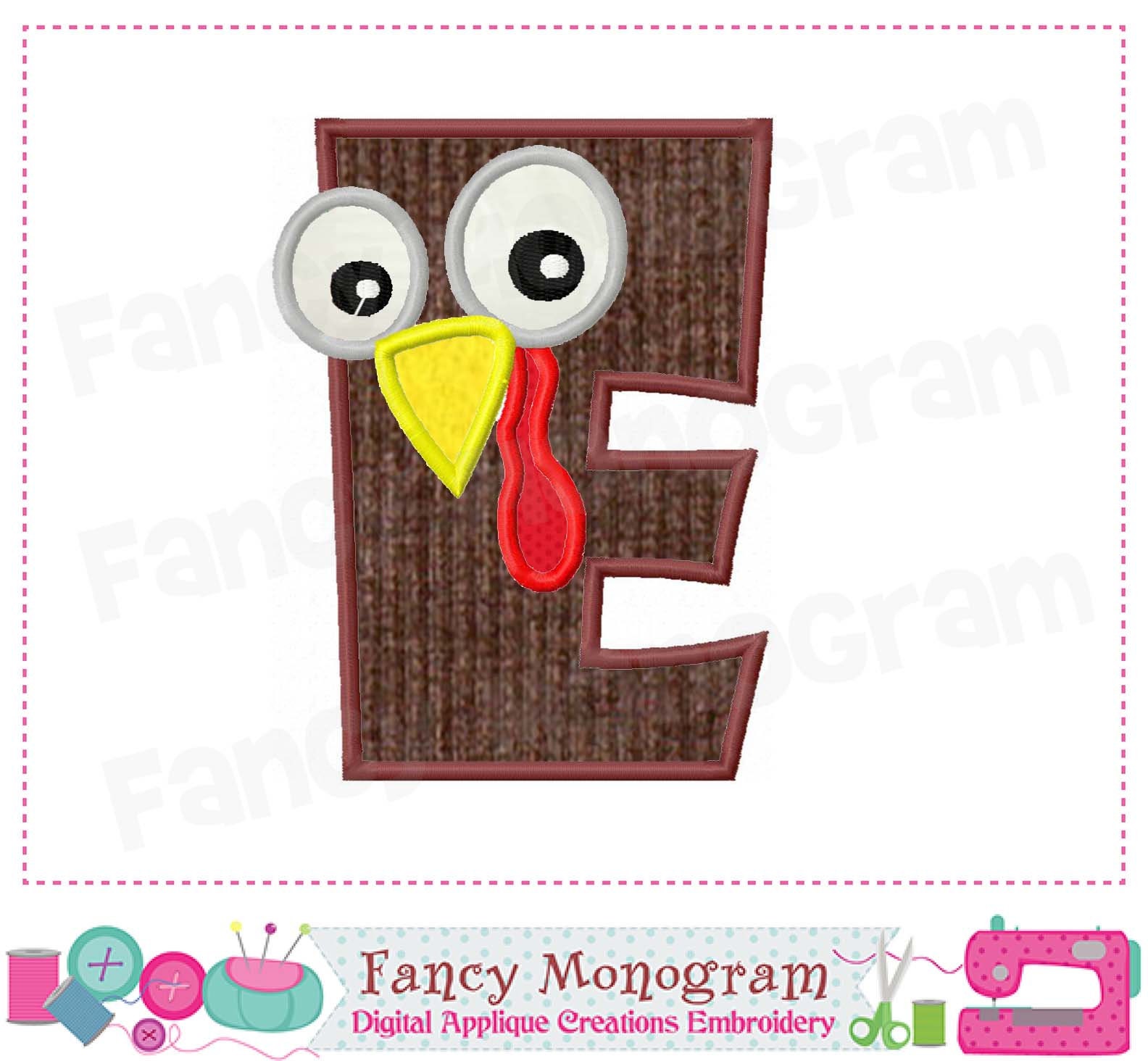 Thanksgiving Turkey Alphabet Monogram: Machine Embroidery Applique ...