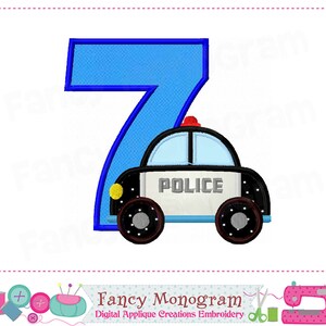 Police Car Numbers Applique Embroidery Design Birthday Party Numbers ...