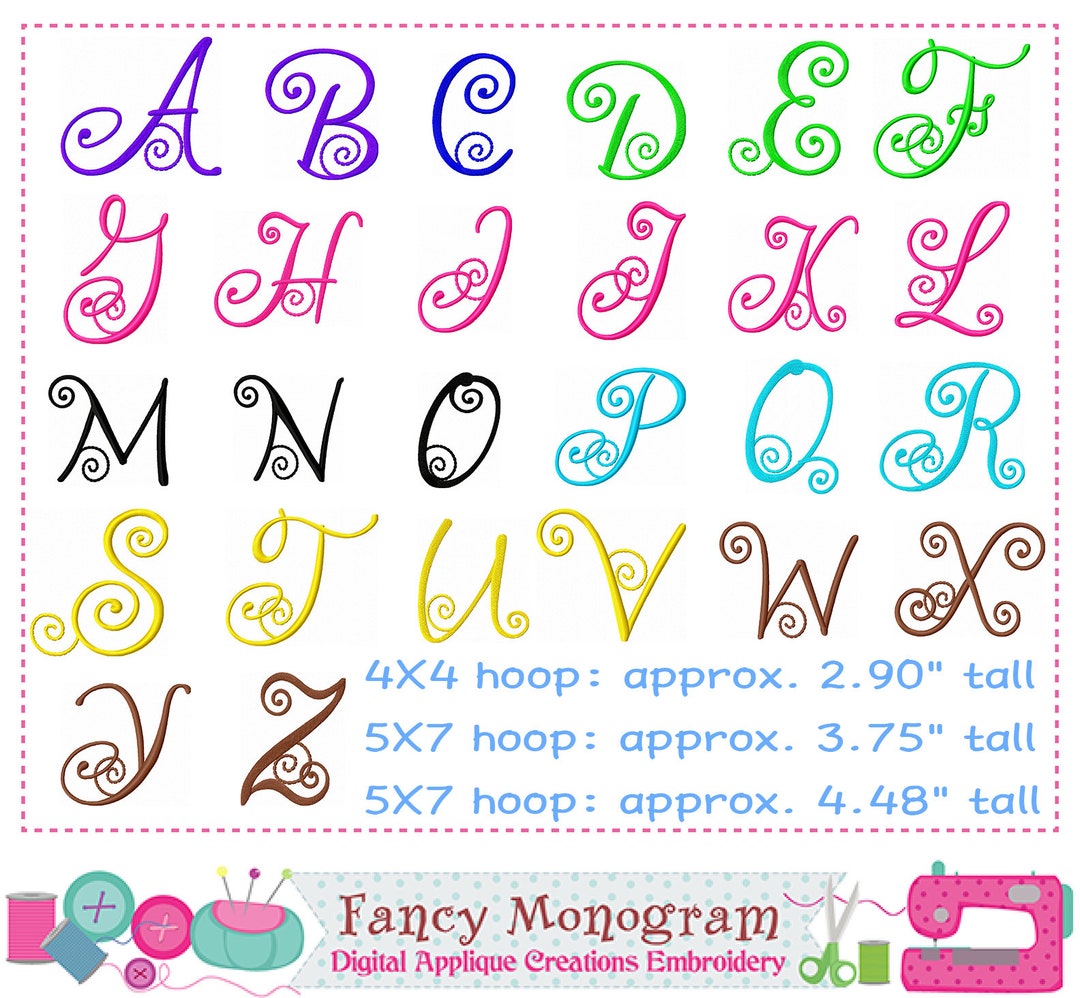 Machine Embroidery Font & Alphabet Letter Designs - Custom Embroidery ...