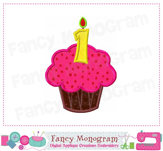 Cupcake Birthday Applique Number Design