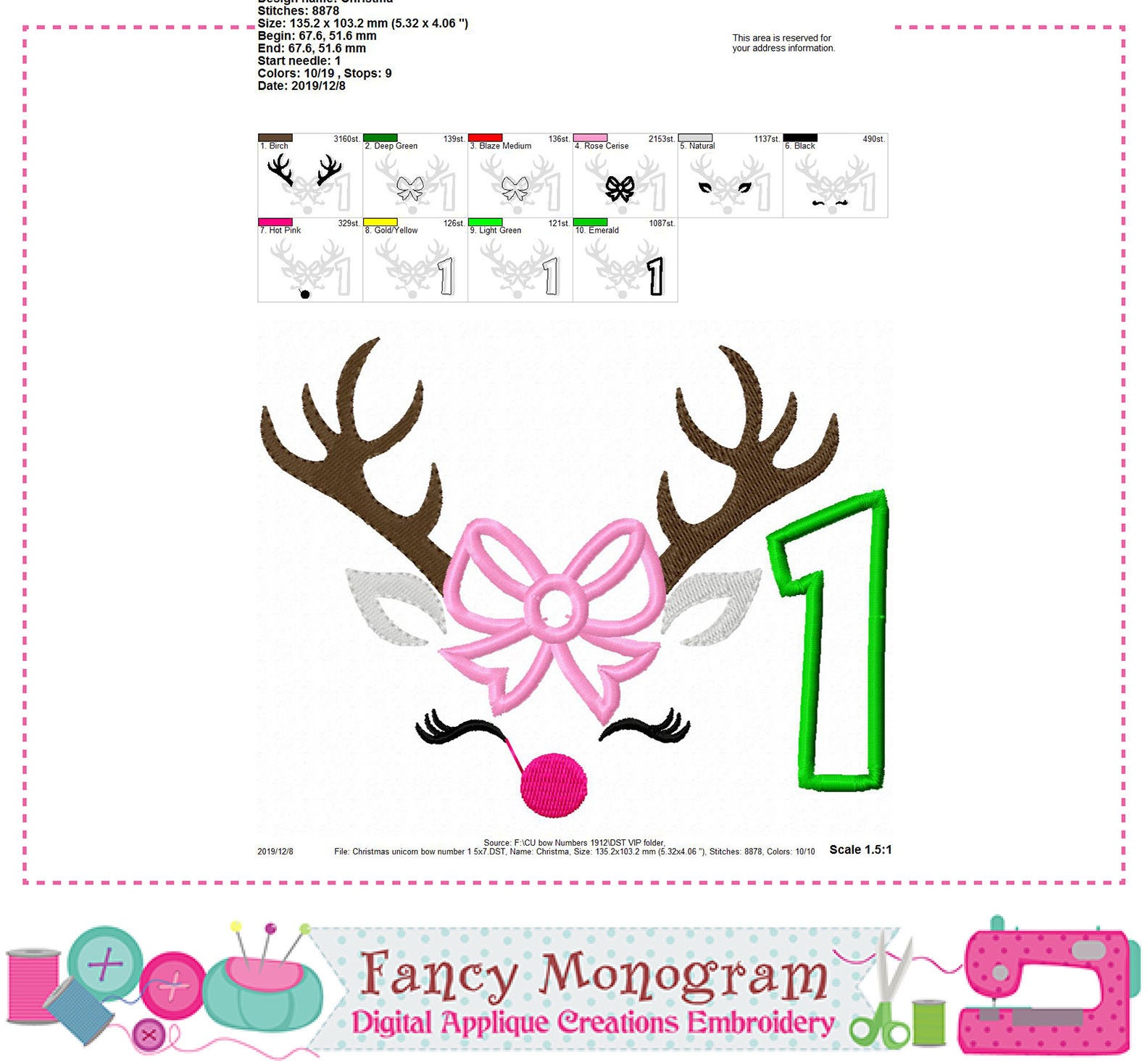 Christmas Numbers embroidery Reindeer Numbers applique | Etsy