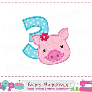 Piggy Numbers Applique Birthday Numbers Embroidery Piggy Applique Piggy ...