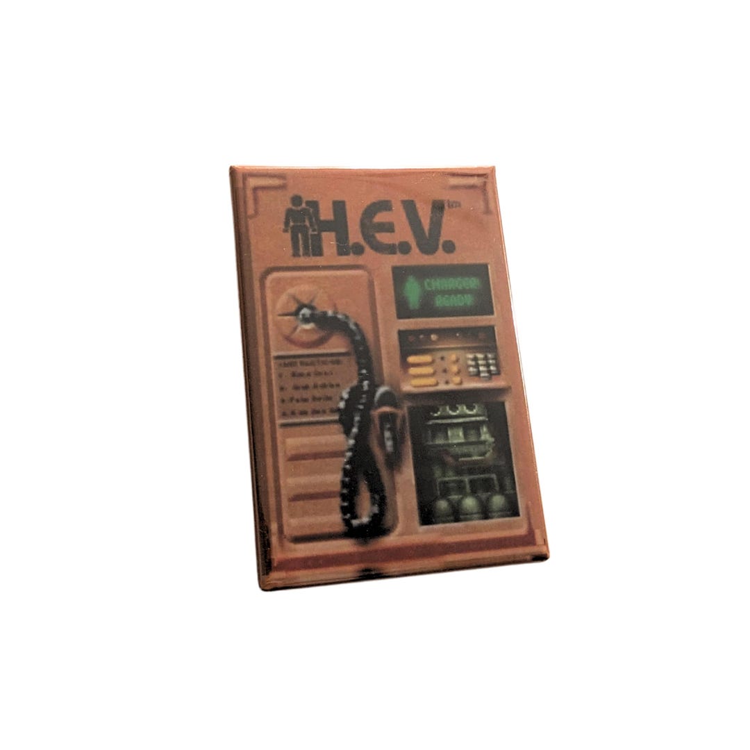 Half-life HEV Charger Button Magnet - Rectangle Gamer Decor for Sci-fi ...