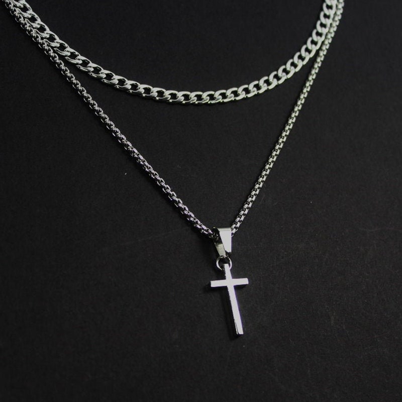 Double Cross Chain Necklace - Etsy