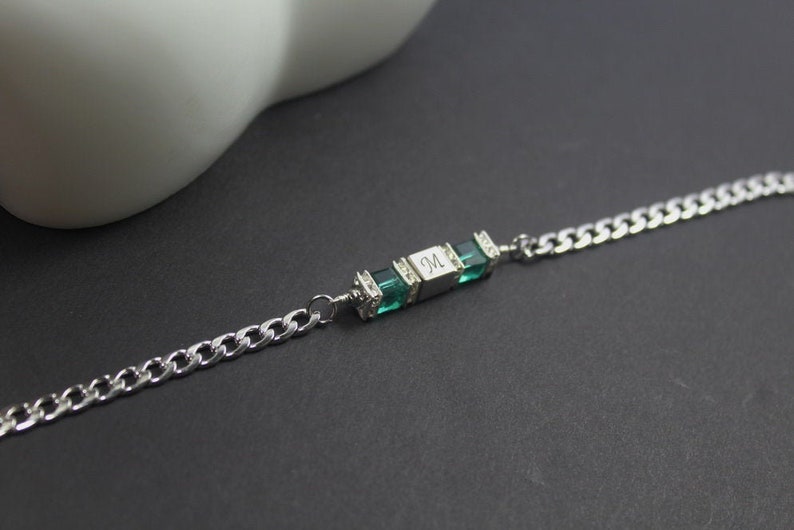 Men Birthstone With Initial Necklacemen Birthstone Etsy