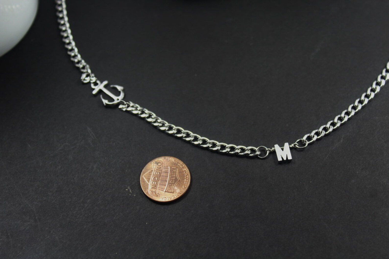Personalized Men Gift.sideways Anchor Necklace, Custom Boyfriend ...