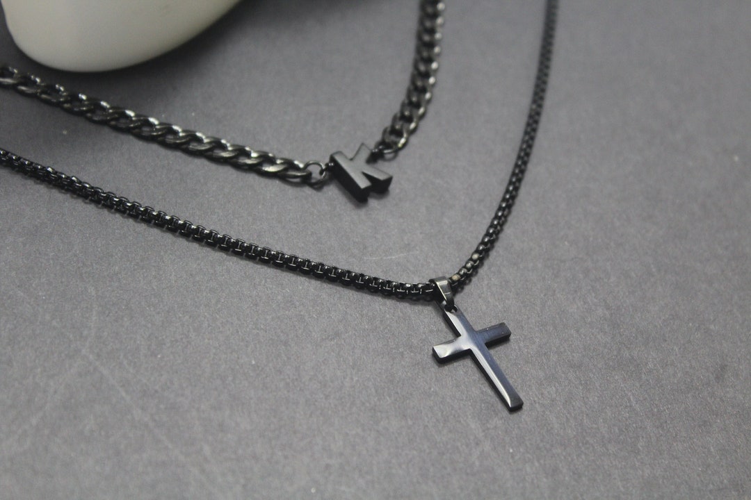 Personalized Black Cross Jewelry .set of 2. Confirmation Cross Necklace ...