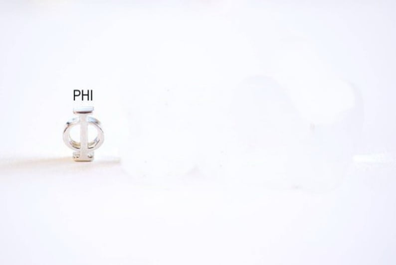 Phi Jewelry .sterling Silver Phi Necklace. Bridesmaid Gift.greek Letter ...