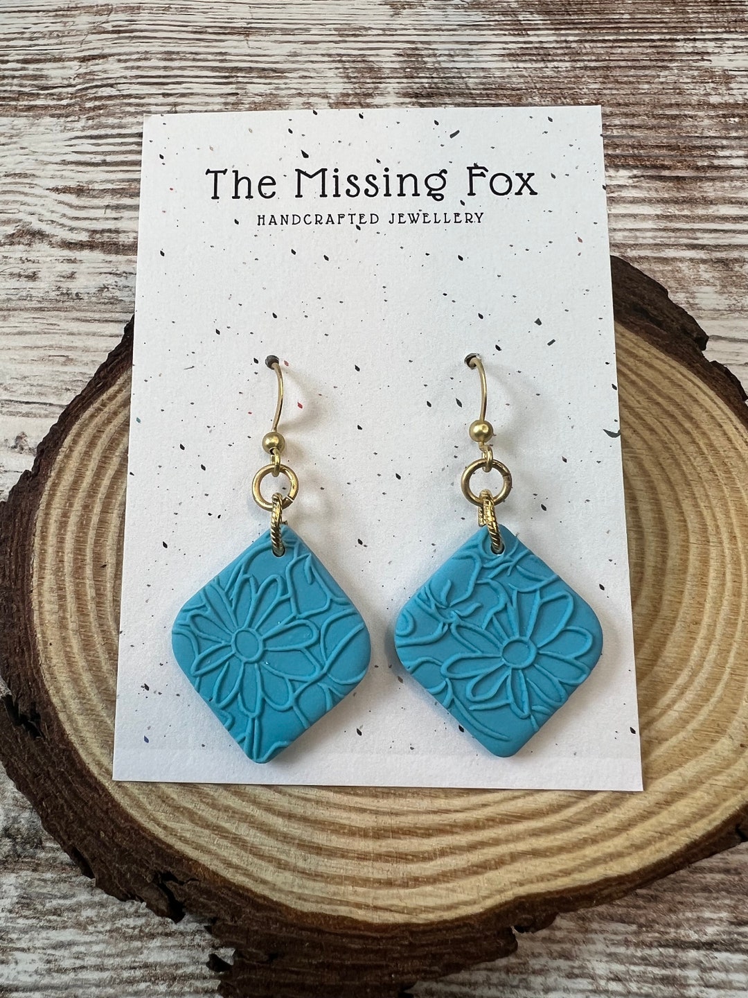 Summer Turquoise Floral Impression Earrings - Etsy